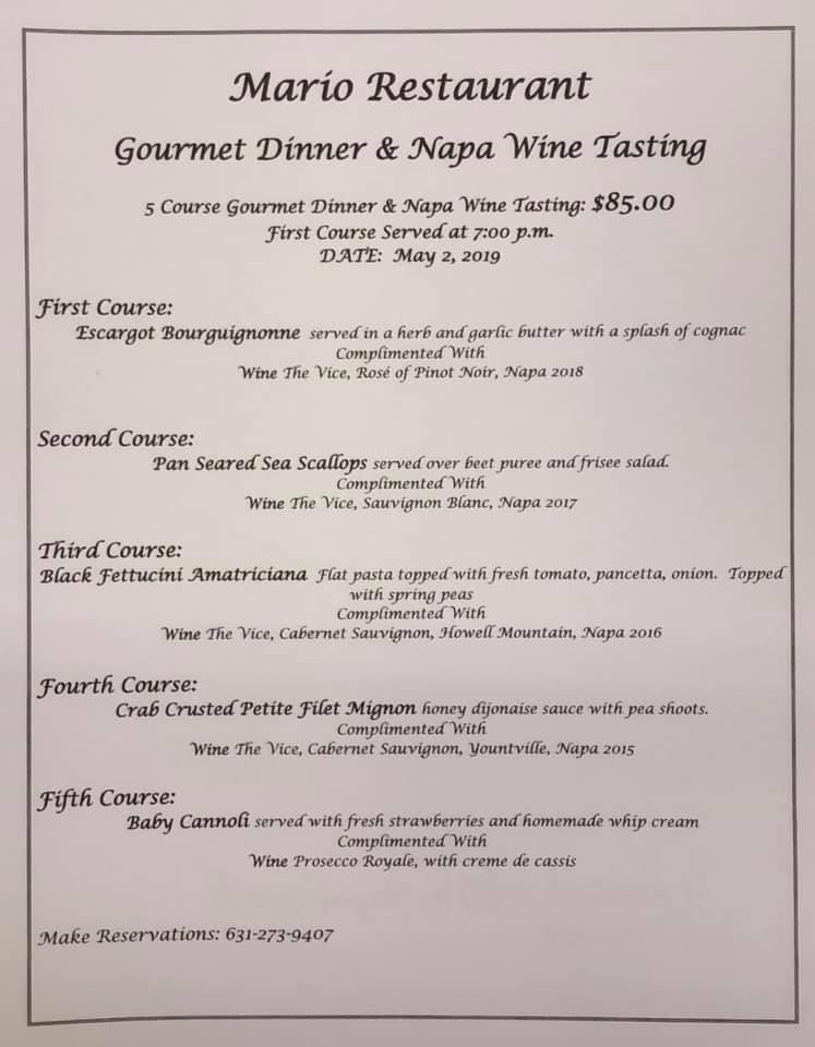 Menu at Mario Restaurant, Hauppauge, 644 Vanderbilt Motor Pkwy