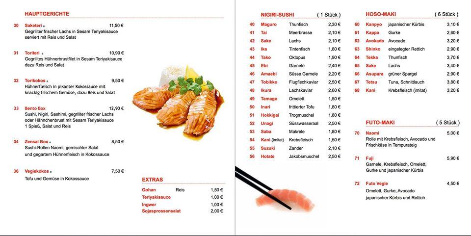 Speisekarte von Misako Sushi restaurant, Forchheim