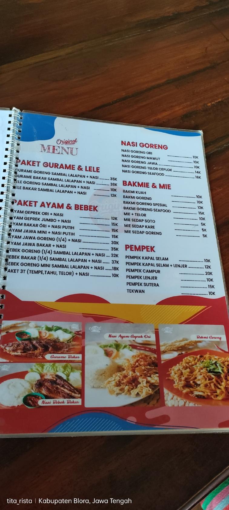 Menu at Original New Cafe dan Resto, Balun