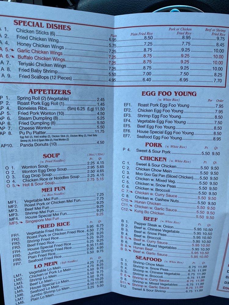 Menu at Panda Restaurant, Dothan