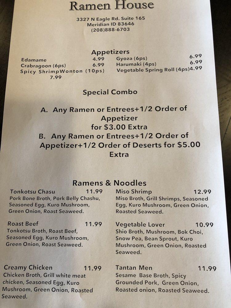 Menu at Ramen House restaurant, Meridian