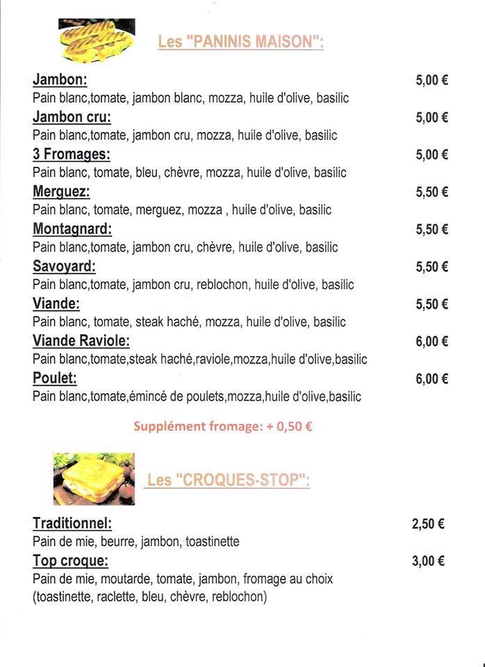 Menu at Stop Eat restaurant, Rives