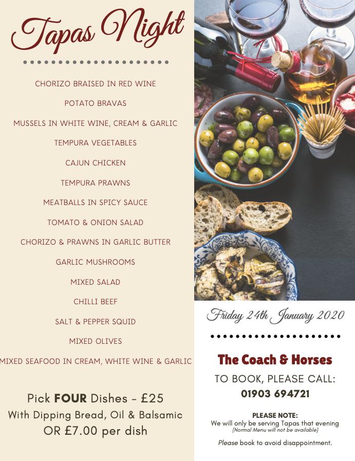 Menu at The Coach & Horses pub & bar, Worthing