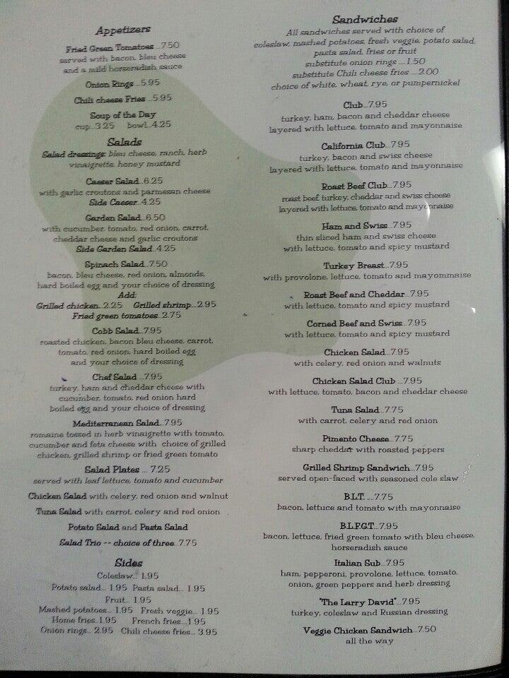 Menu at Fox Restaurant, Jacksonville