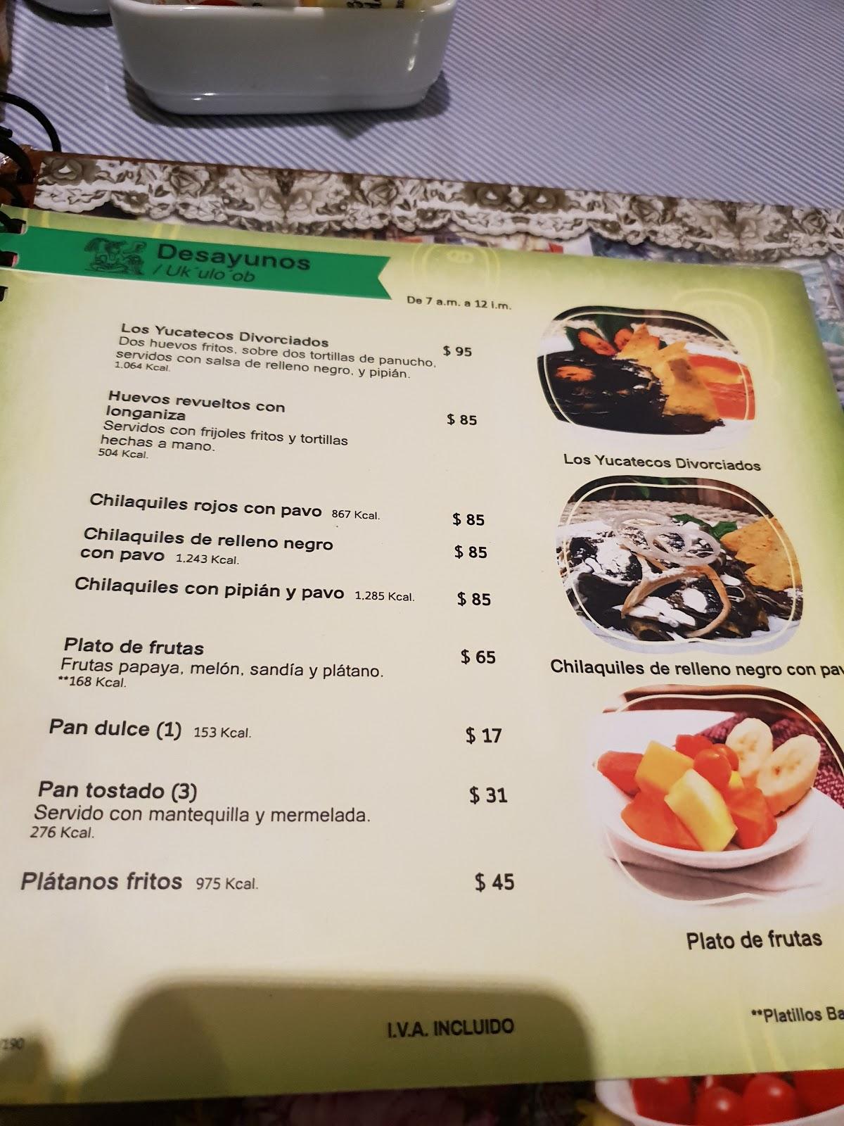 Carta del restaurante La Chaya Maya, Merida, C. 57 x 62