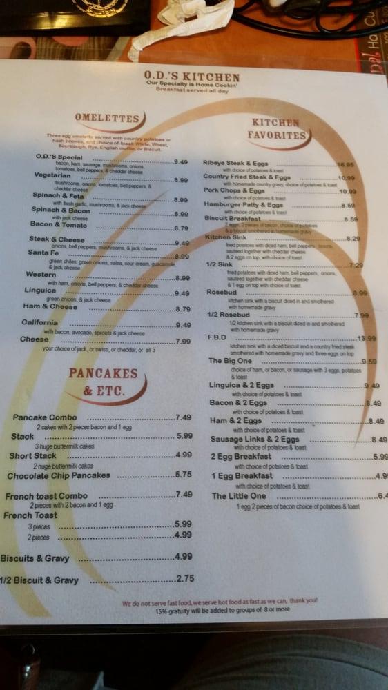Menu at OD's Kitchen restaurant, Gilroy