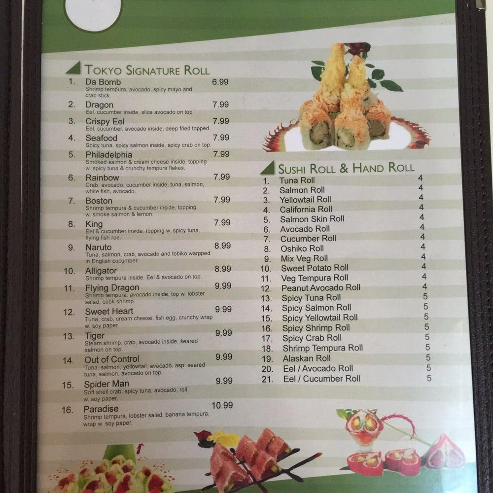 Menu at Tokyo 1 Japanese Steak House restaurant, Crossville
