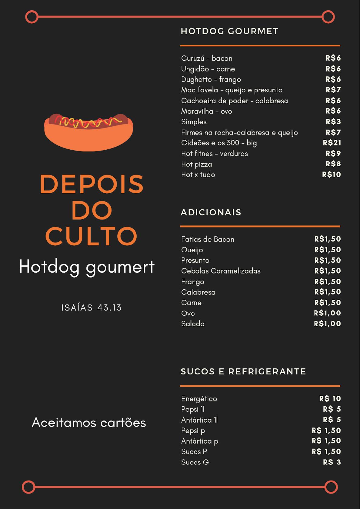 Menu em Depois do culto restaurante, Salvador