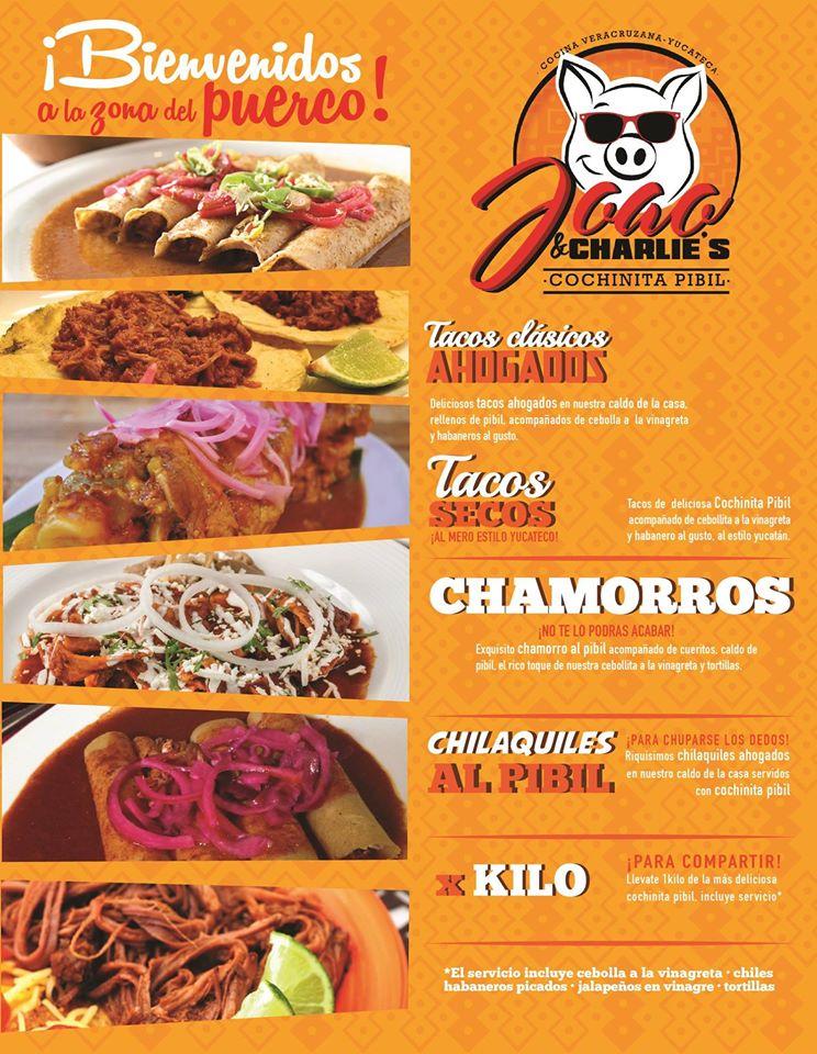 Menu at Joao & Charlies Cochinita Pibil restaurant, Veracruz