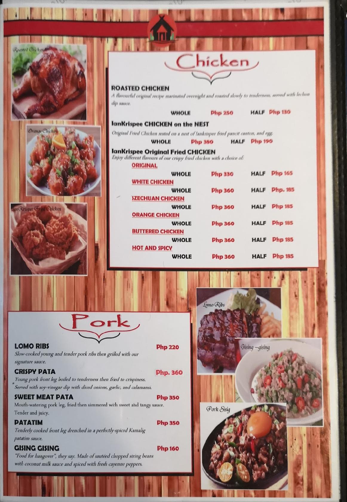 Menu at Kamalig Garden Grill & Restaurant, Laoag City
