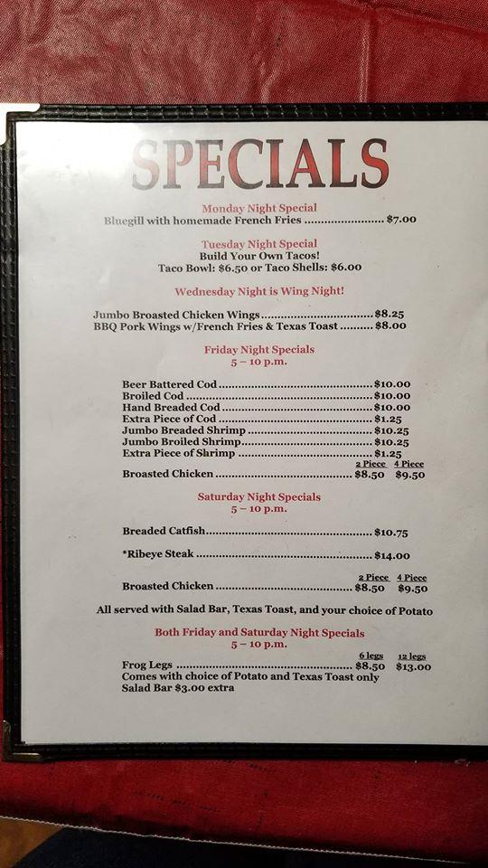 Menu at Luana Tavern restaurant, Luana