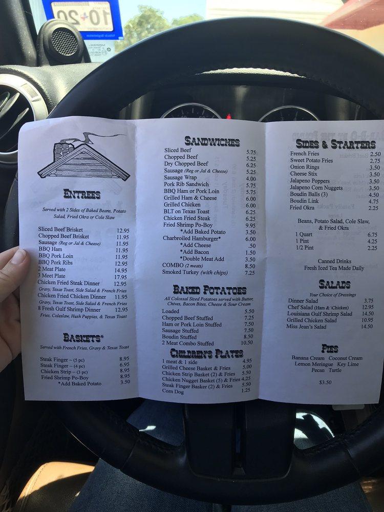 Menu at Miss Jean's Bar-BQ, Onalaska, Hwy 190 West