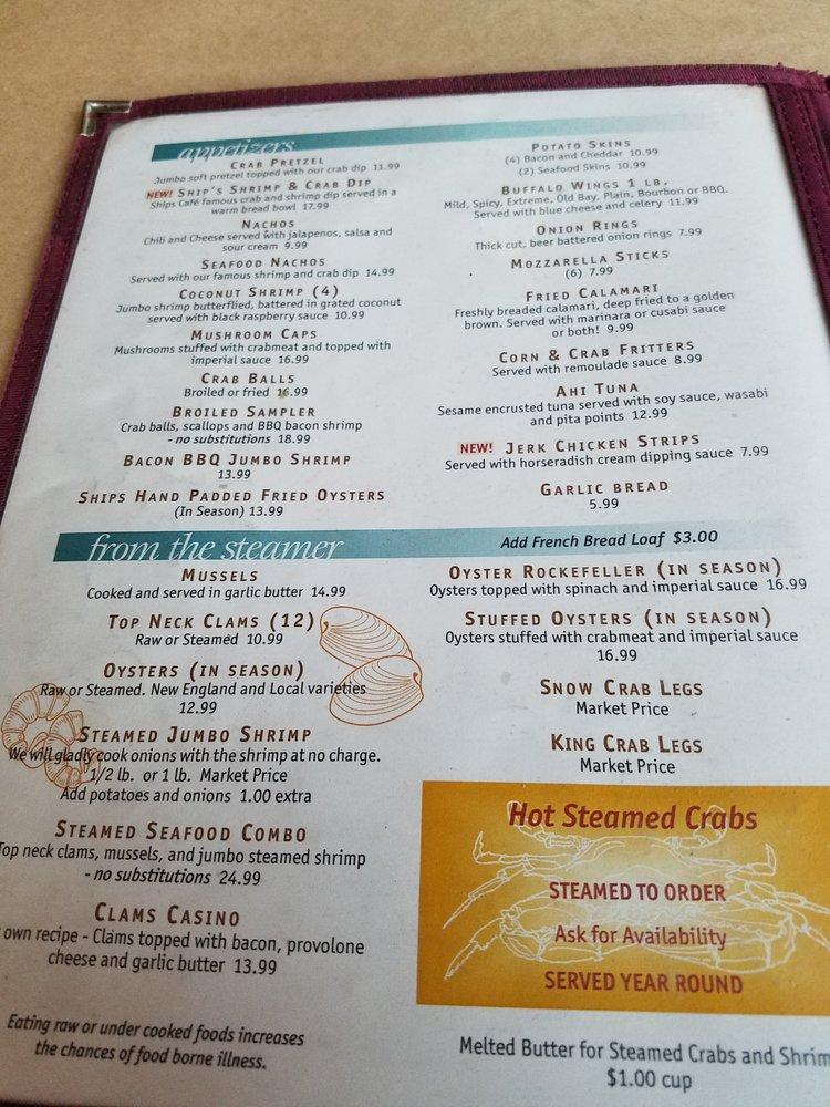 Menu at Ships Cafe Restaurant and Crab House, Catonsville
