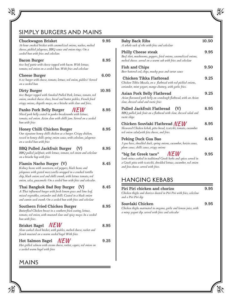 Menu at Simply Street Bar & Grill, Holyhead, 1 Stanley Terrace