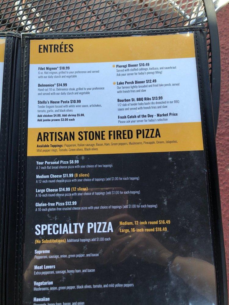 Menu at Stella's Black Dog Tavern pizzeria, Plymouth