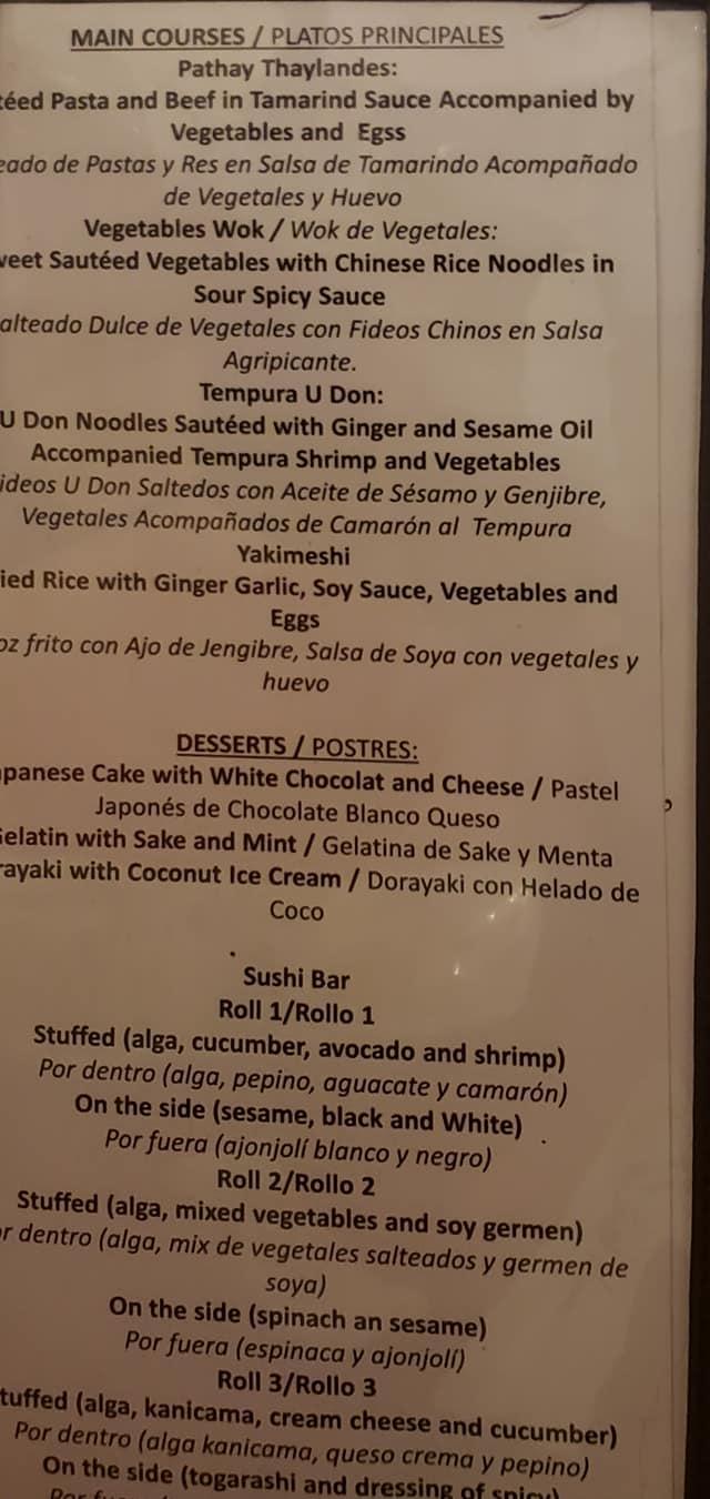 Menu at World Cafe, Mexico, At Dreams Tulum