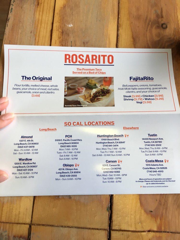 Menu at Holé Molé restaurant, Costa Mesa, Adams Ave unit b