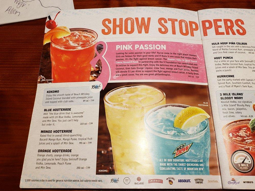 Menu at Hooters pub & bar, Orlando, Palm Pkwy
