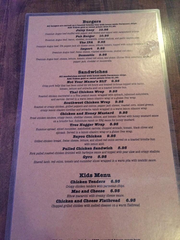 Menu at Pub 64, Sycamore