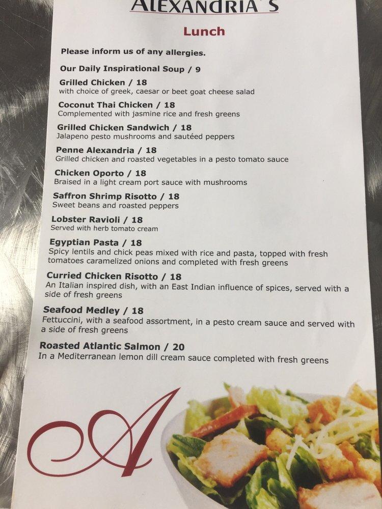 Menu at Alexandria's Restaurant & Lounge, Sudbury