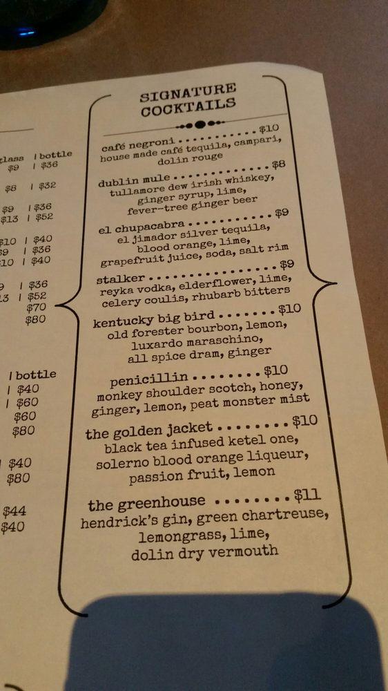 Menu at Artisan's Table restaurant, Orlando