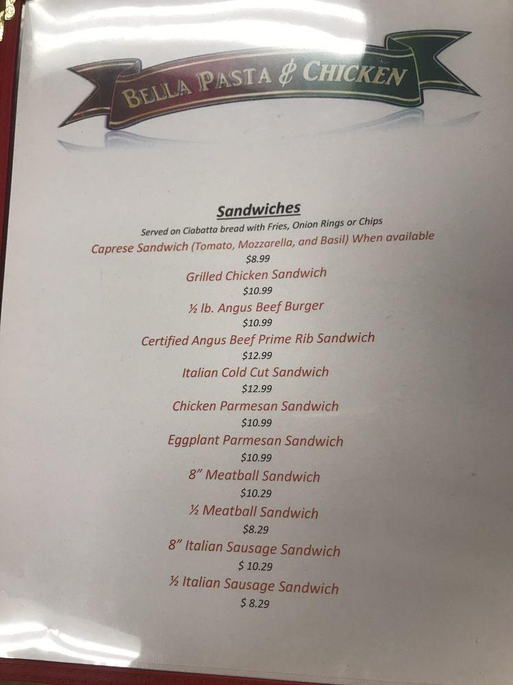 Menu at Bella Pasta & Seafood restaurant, Pueblo West