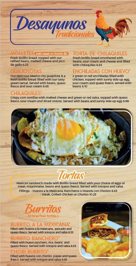 Menu at Buen Dia Mexican Breakfast & Lunch desserts, Castle Hayne