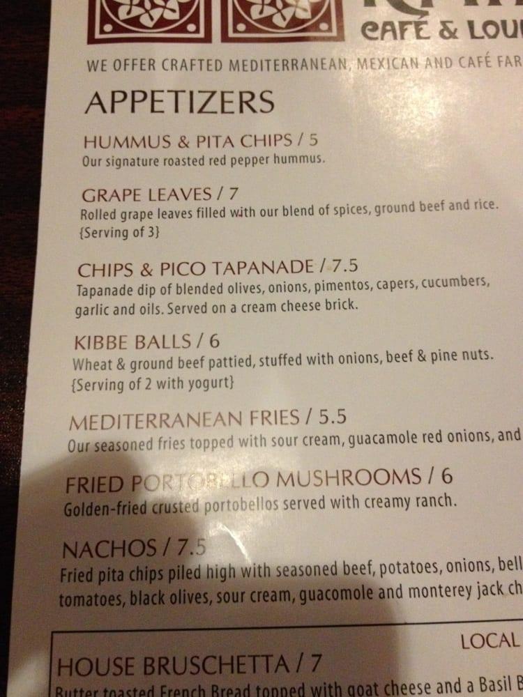 Menu at Club Rain, Wichita