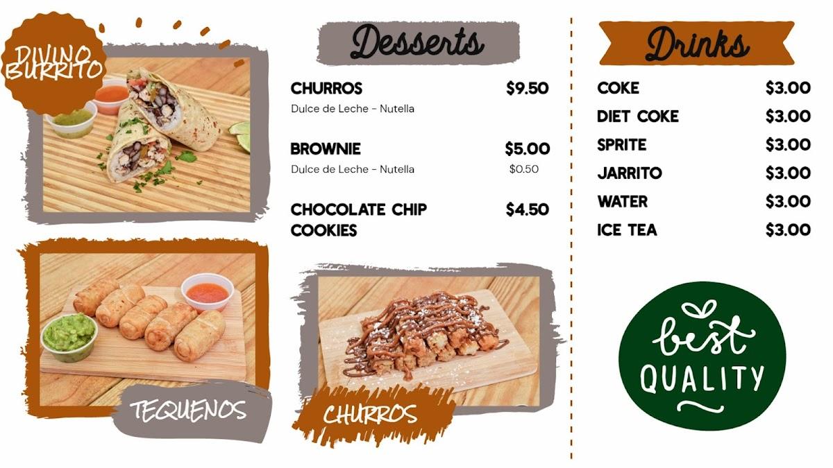 Menu at Divina Fusion restaurant, Miami