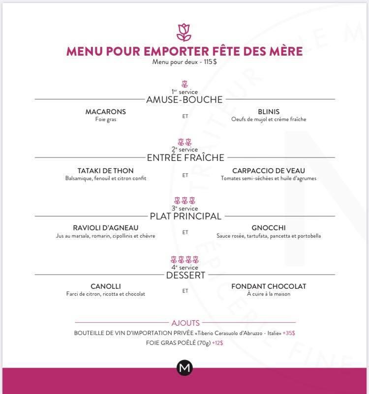 Menu at Le Mista restaurant, Beloeil