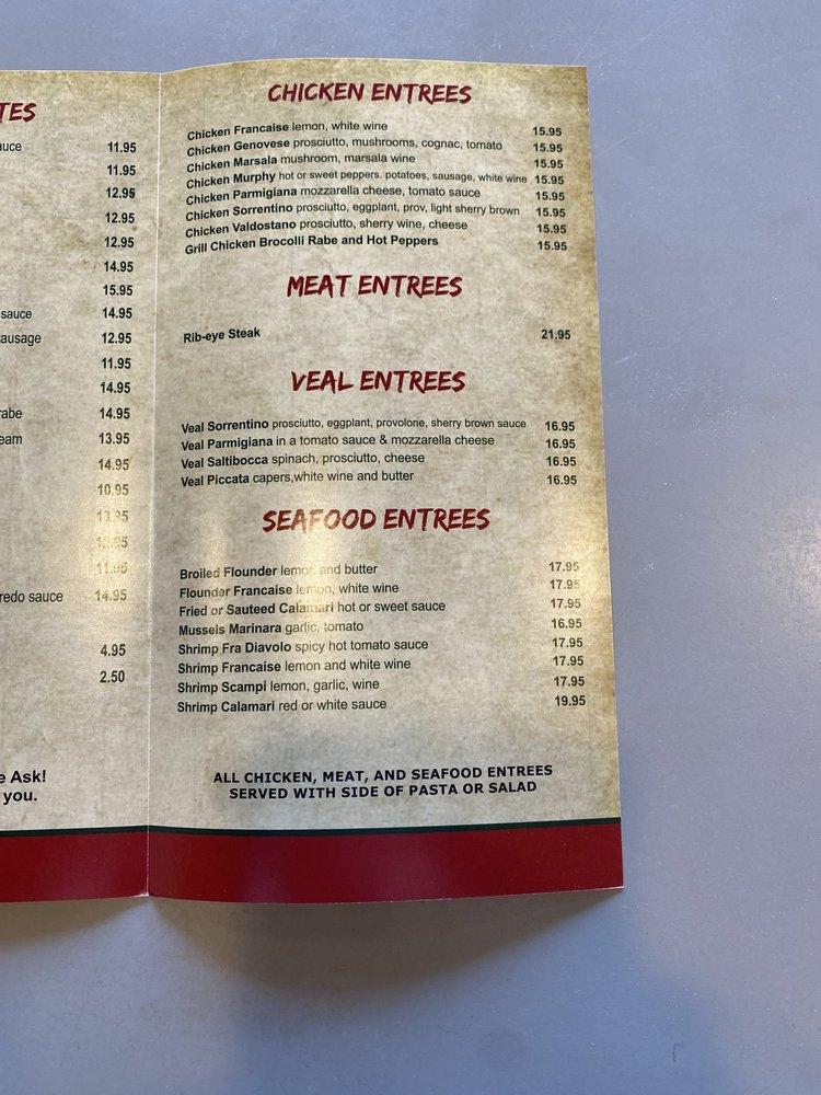 Menu at Nino's pizzeria, Harrison