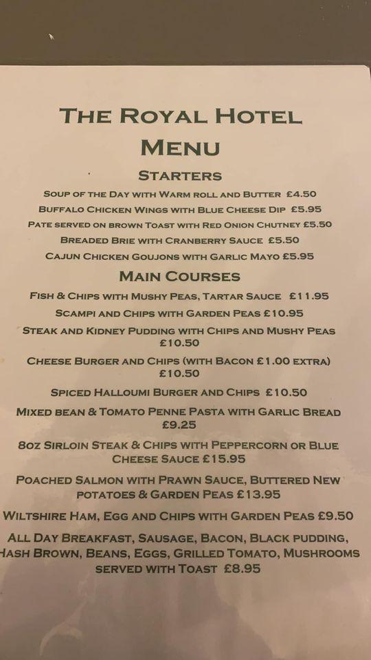 Menu at Royal Hotel pub & bar, Blackburn, 2 Station Rd