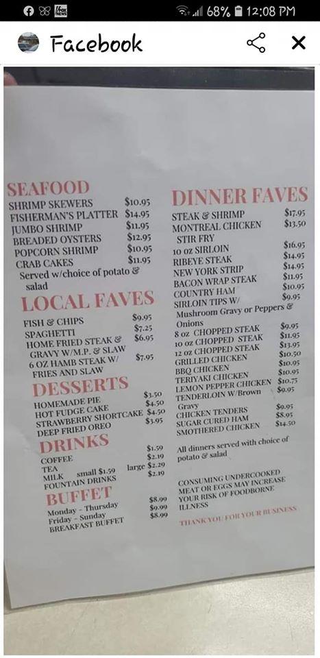 Menu at V & V Restaurant, Richlands, 374 Front St