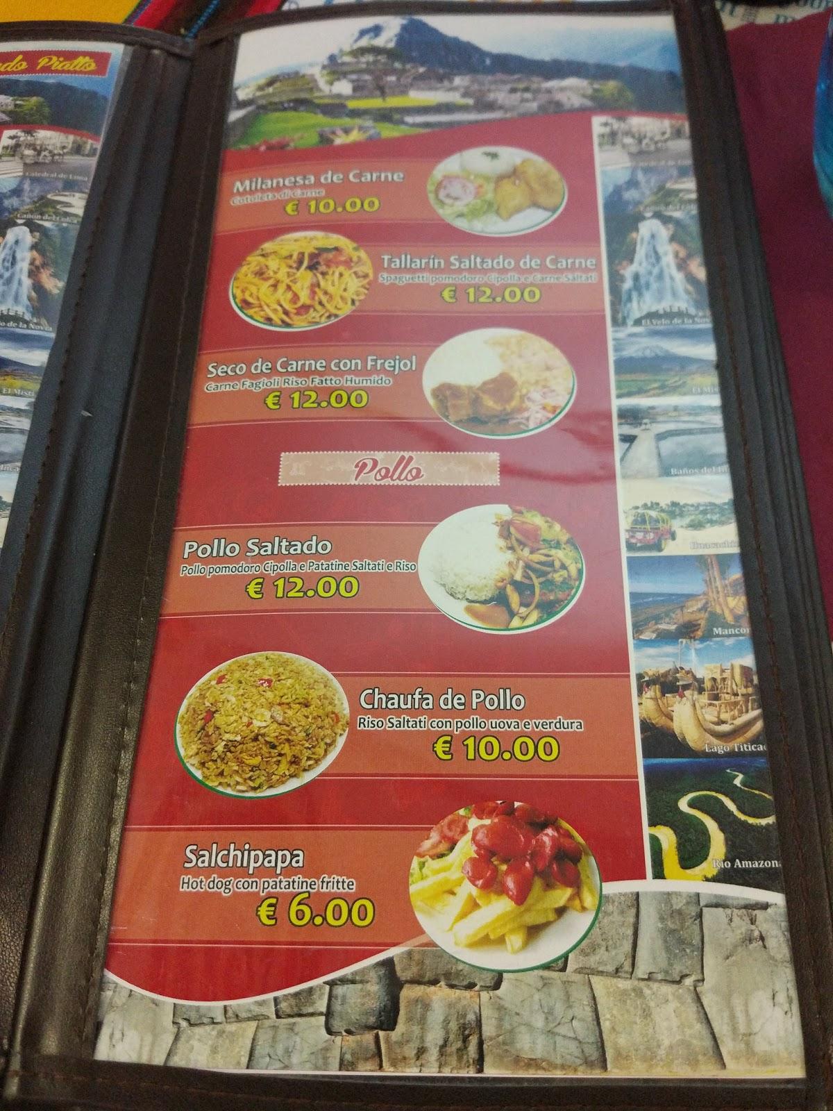 Menu at Asi Es Mi Perú restaurant, Genoa