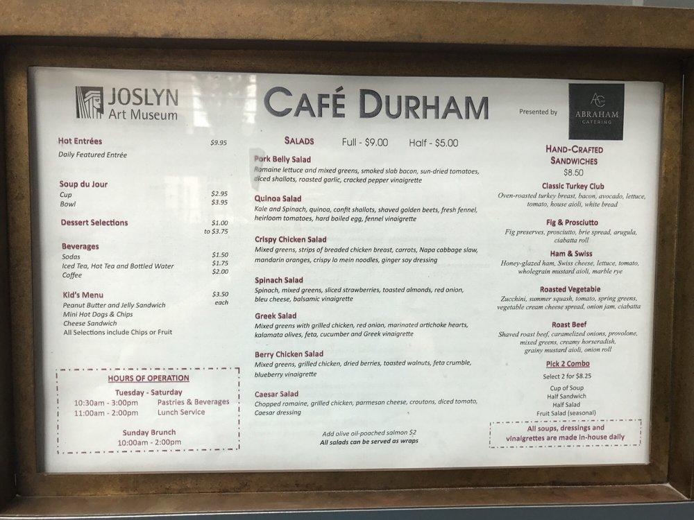 Menu at Cafe Durham, Omaha