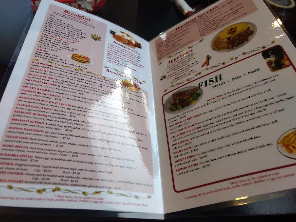 Menu at Lynn's on First cafe, Brighton