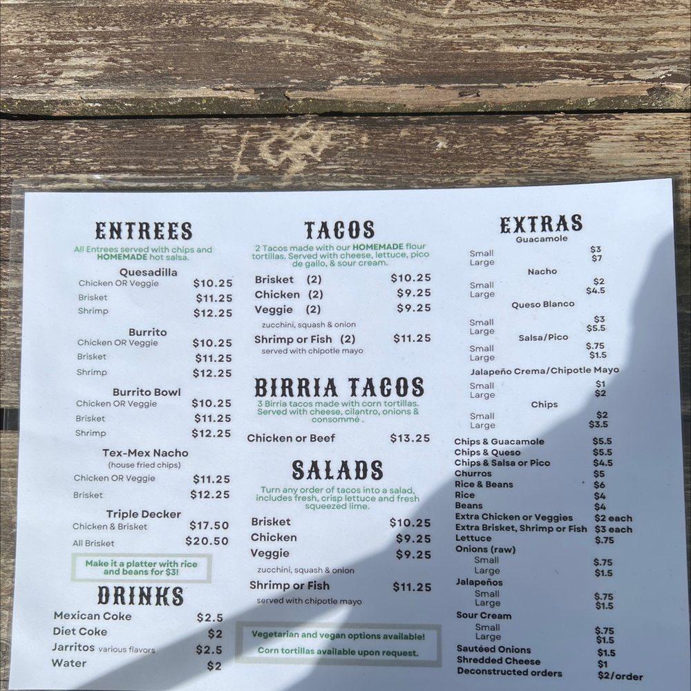 Menu at Ma & Pa’s Tex-Mex BBQ, Mount Laurel