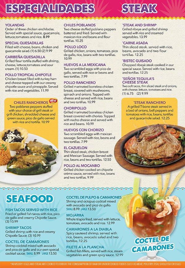 Menu at Señor Tequila Grill & Bar, Winder
