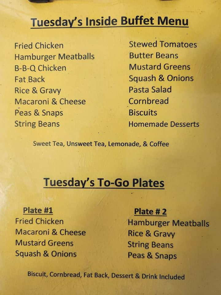 Menu at The Country Kitchen Buffet restaurant, Cheraw