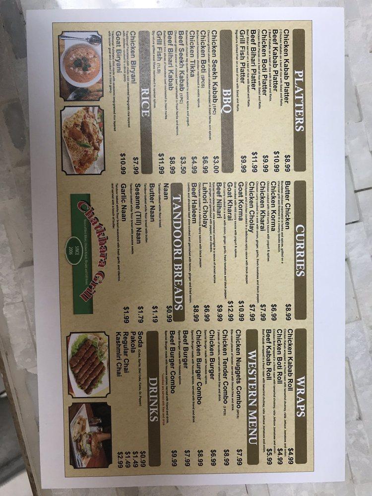 Menu at Chatkhara Grill BBQ, Stafford, 867 Dulles Ave