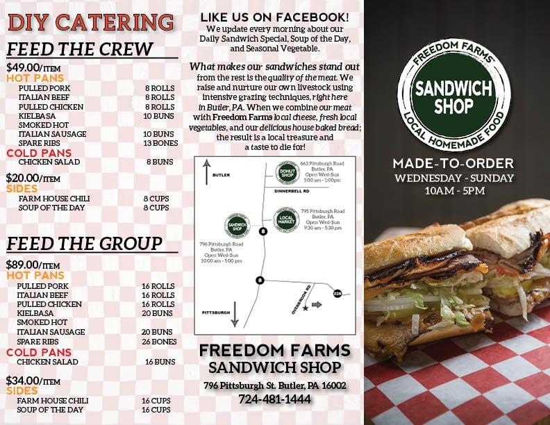Menu at Freedom Farm-to-Fork Kitchen restaurant, Nixon, 795 Pittsburgh Rd