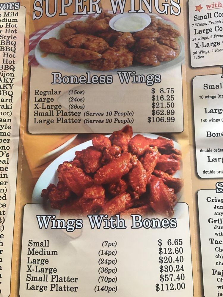 Carta del restaurante Super Wings, Leominster, 112 Whitney St