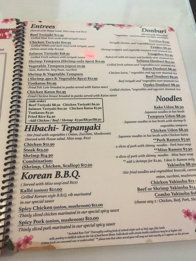Menu at Sushi Fever restaurant, Las Vegas, W Sahara Ave