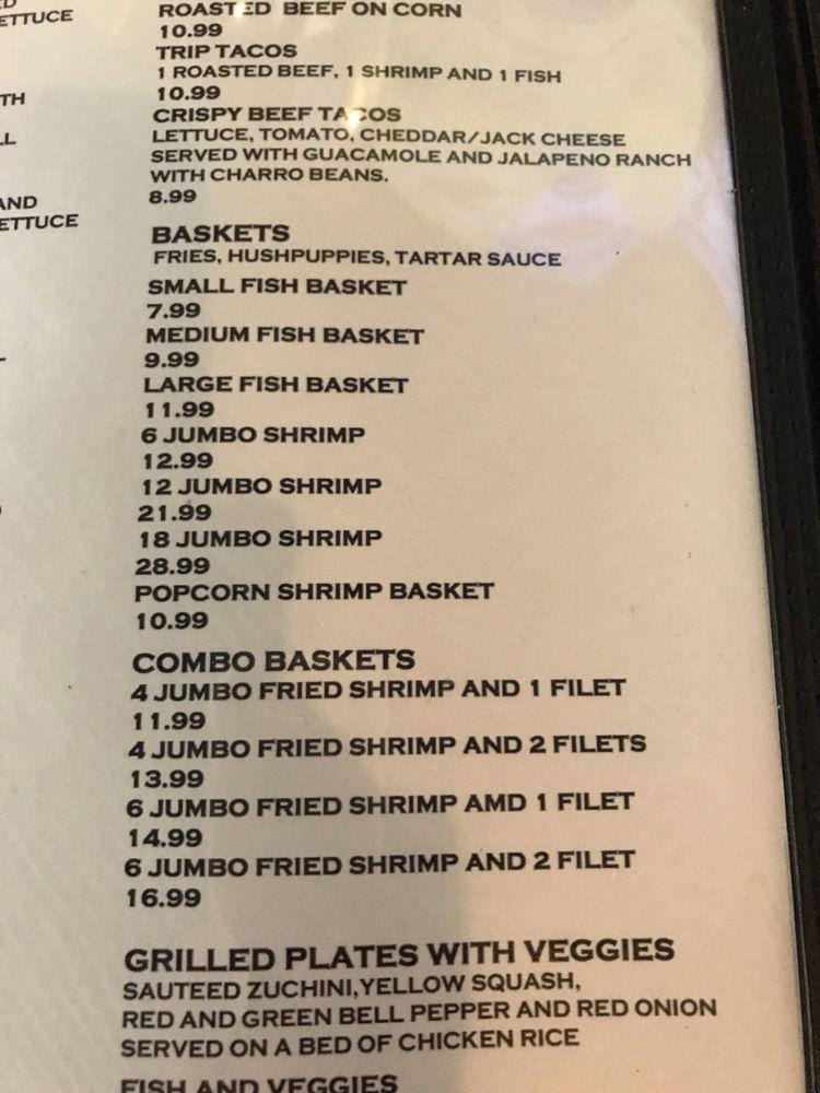 Menu at Tia Juanita's Fish Camp restaurant, Lumberton