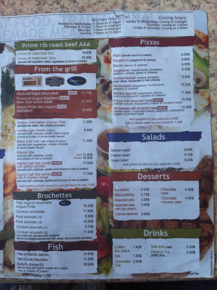 Menu at Brasserie Le Manoir Pointe-Claire pub & bar, Pointe-Claire, 600 ...
