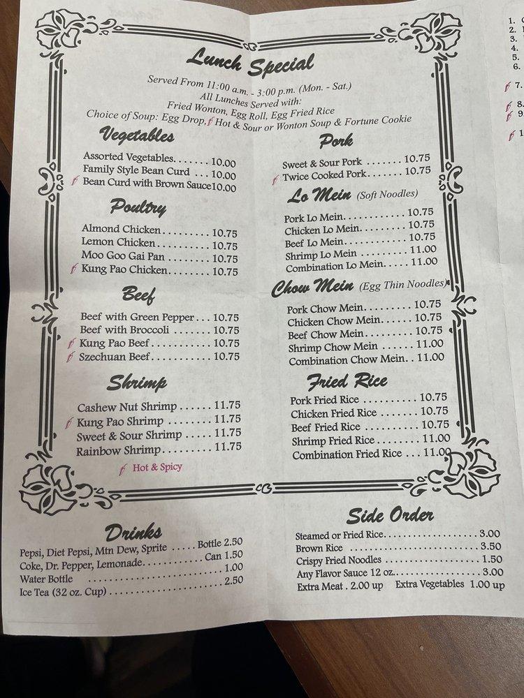 Menu at Jade Dragon Chinese Restaurant, Colorado Springs
