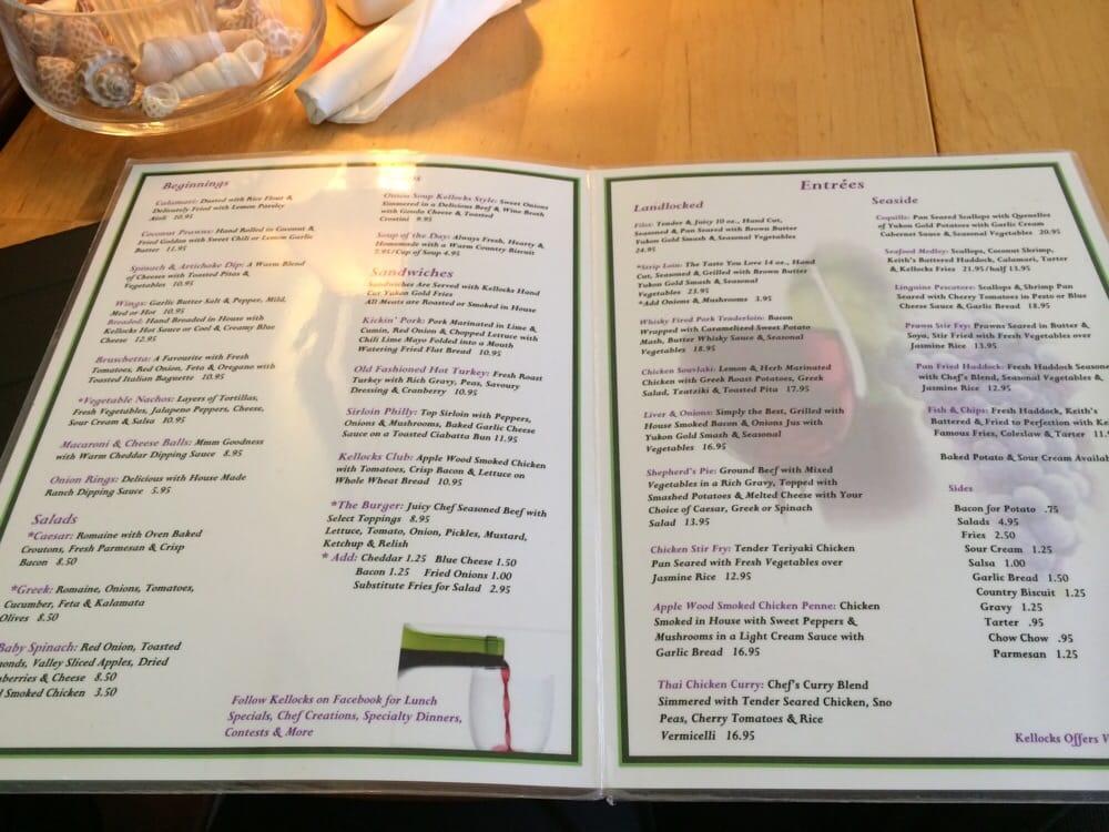 Menu at Kellocks Restaurant, Berwick