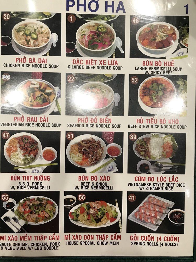 Menu at Pho Ha Vietnamese Restaurant, Fontana
