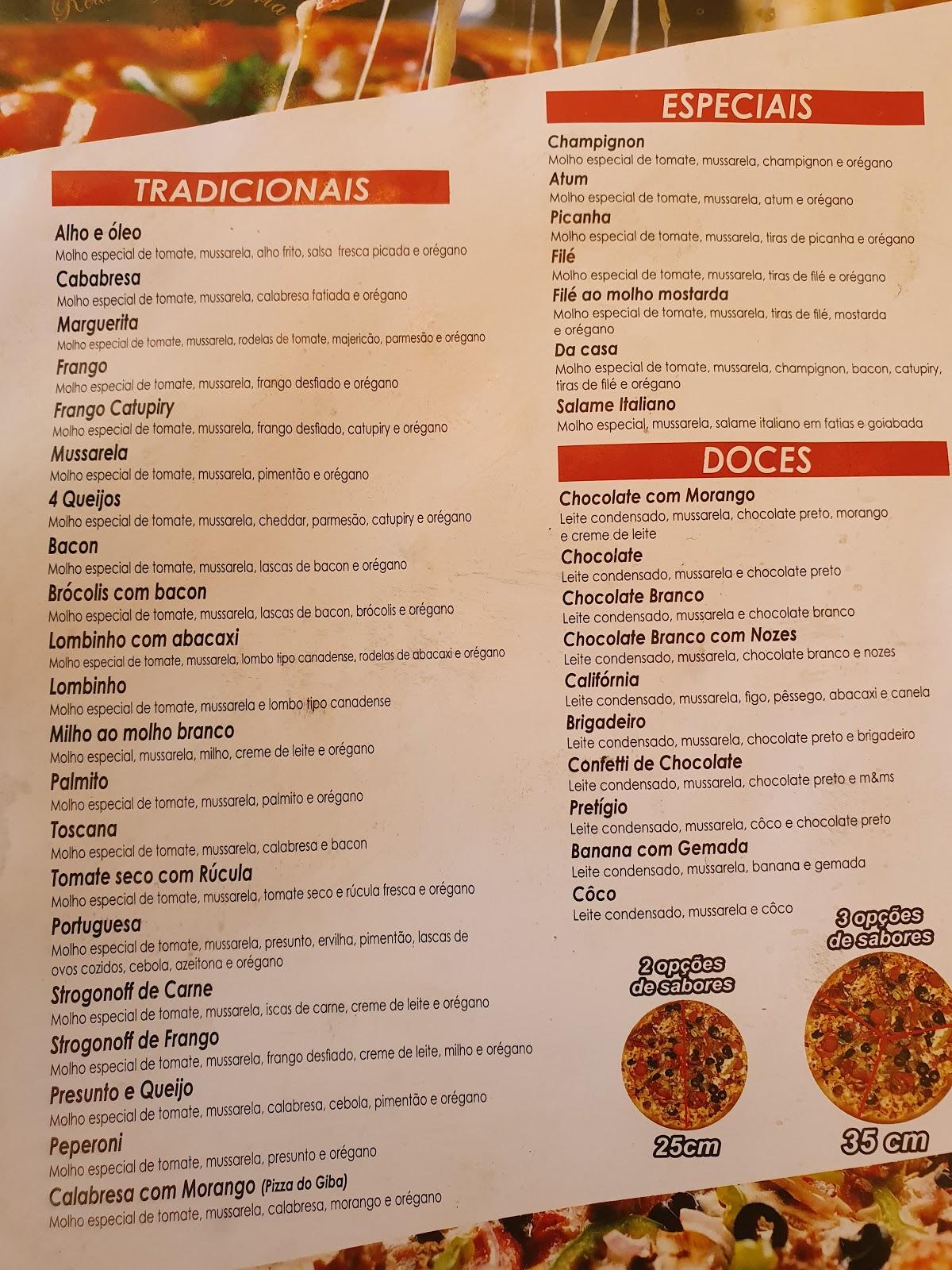Menu at Real Café, Ijuí
