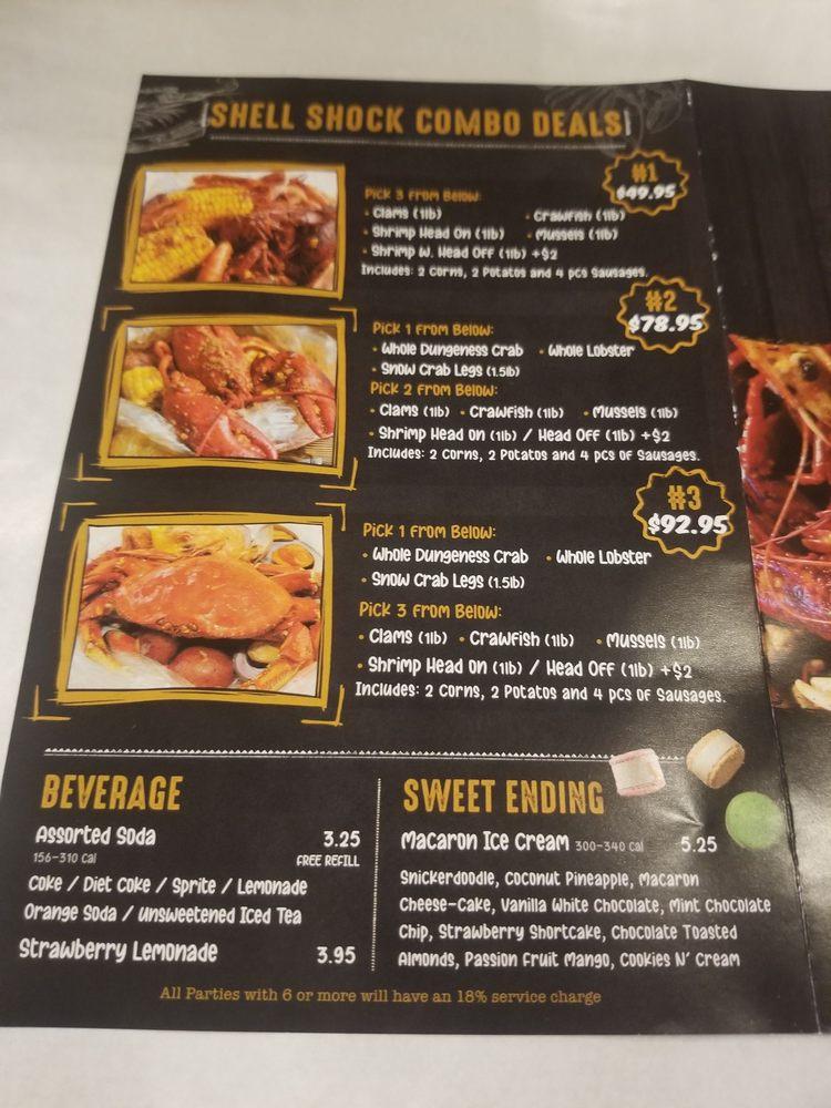 Menu at Shell Shock Seafood House restaurant, Alameda